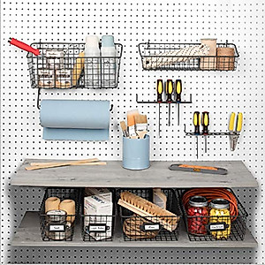 Spectrum Diversified Medium Pegboard & Wall, Wire Slatwall & Pegboard Mount Basket, 16.25"L x 4.5"W, Industrial Gray