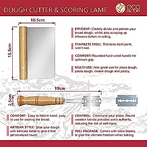 ECO FACTORY Professional Bread Proofing Basket Set of 2-9 inch Round Baskets - Sourdough Bread Making Kit - 100% Natural Indonesian Rattan - Stainless Steel Accessories - Designed in Switzerland