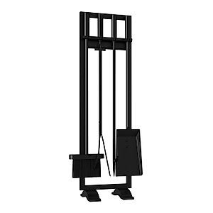 Fire Beauty Fireplace Tools Set 5 Pieces Fireside Accessories Fire Kit Stand Woodstove Tools Holder Wrought Iron Handle Indoor Fireset Stand