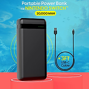 TalkWorks Nintendo Switch Power Bank 20,000mAh - Portable Charger Power Battery Pack With USB Ports And LED Battery Indicator - Compact Easy-to-Carry External Battery Supply With 3ft USB-C Cable