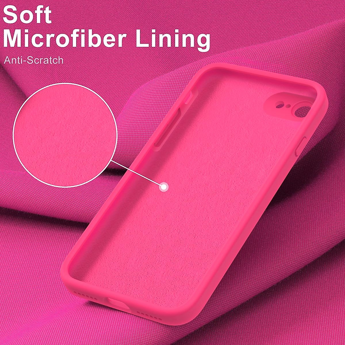 Goodon for iPhone SE 2022 3rd/SE 2020 2nd gen - iPhone 8/7 case with Screen Protector - Camera Protection - Liquid Silicone Shockproof Protective Phone Cover 4.7" for Women and Girls - Hot Pink