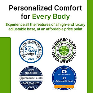 GhostBed Adjustable Bed Frame & Power Base with Wireless Remote - Zero Gravity & Massage Settings, USB Ports, Queen