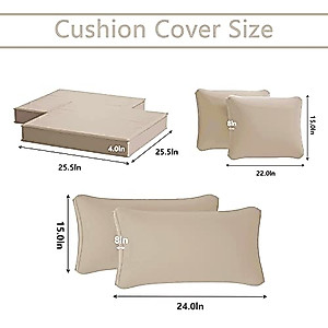 Kimunuk Outdoor Patio Cushion Cover Replacement, Outdoor Cushion Slipcovers for Outdoor Furniture Patio Sofa Couch Outside Zipper Design w/6 Seat Cushion Covers and 8 Backrest Pillow Covers