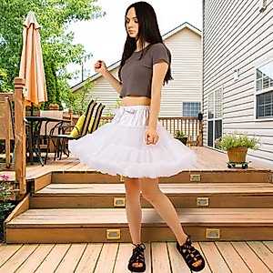 MeiLiMiYu Women's Petticoat Skirt Adult Puffy Tutu Skirt Layered Ballet Tulle Pettiskirts Dress Costume Underskirt White