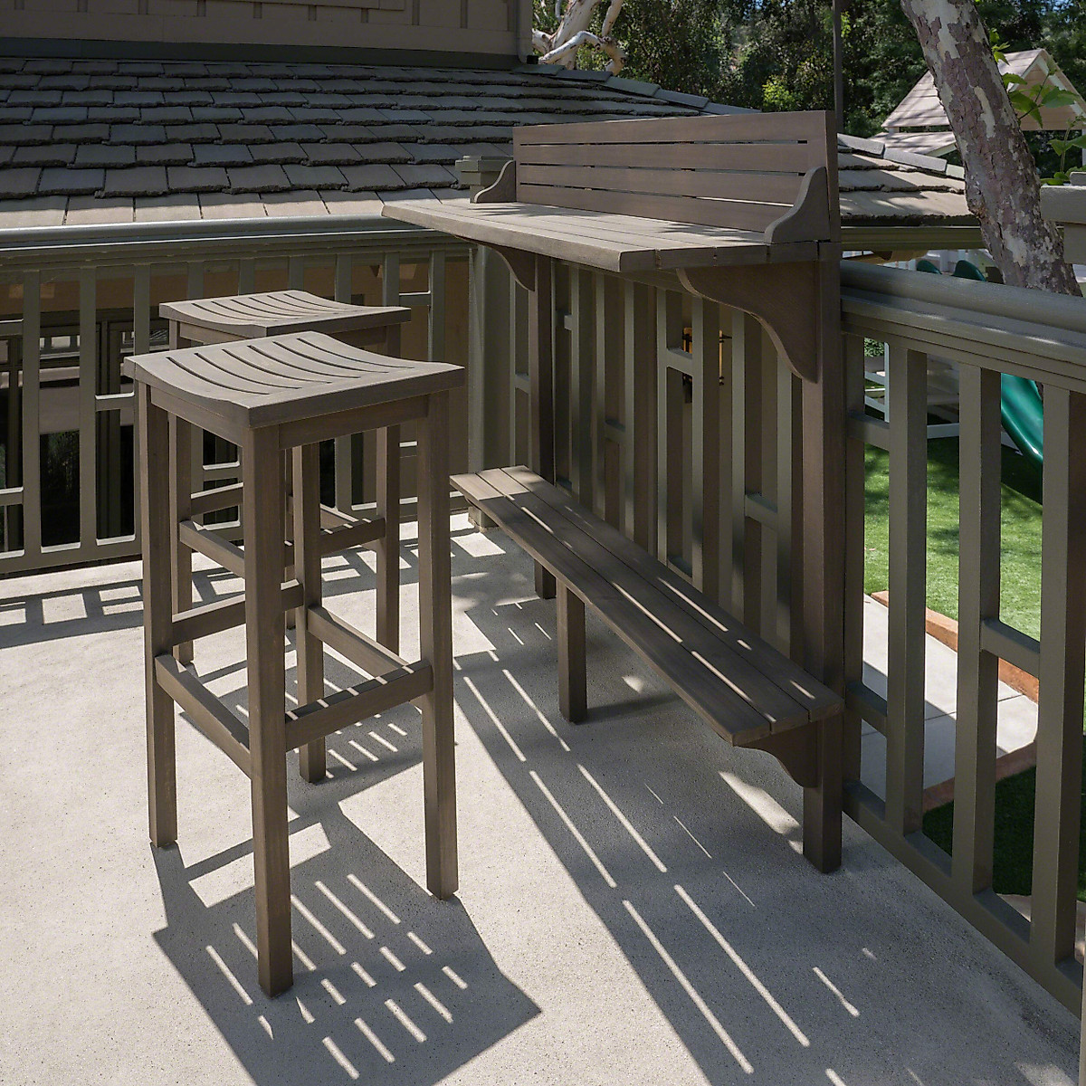 Christopher Knight Home Caribbean Outdoor Acacia Wood Balcony Bar Set, 3-Pcs Set, Grey Finish