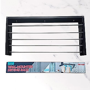 EWODE Clothes Drying Rack Wall Mounted, Collapsible Retractable Laundry Drying Rack, 60 lbs Capacity, 13,1 Linear Ft, 31,5" Width (Black)