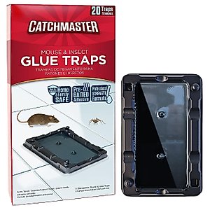 Catchmaster Mouse & Insect Glue Traps 20-Pk, Adhesive Rodent & Bug Catcher, Pre-Scented Mouse Traps Indoor for Home, Sticky Glue Traps for Mice and Insects, Pet Safe Pest Control for House & Garage