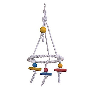 Pet Bird Indoor Toy Swing Hanging Wood Rope Toy Cage Supplies Parrot Parakeet Budgie Cockatiel Hammock Cage Toy Natural Cotton Rope Toy