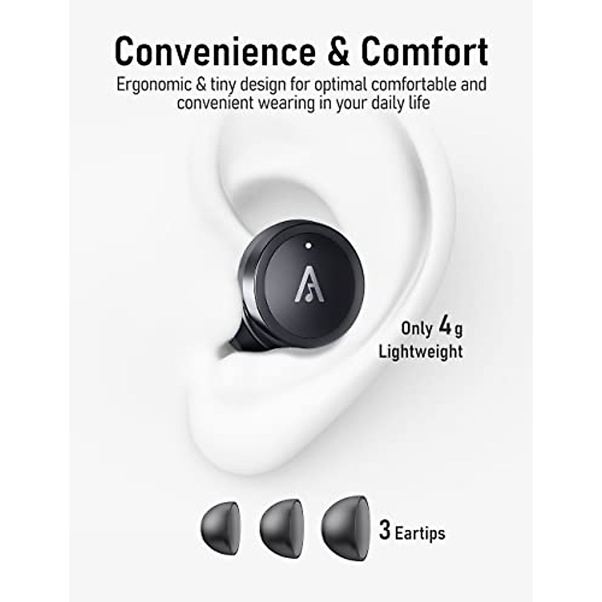 Audiovance IF301 Earbuds, Wireless Headphones Bluetooth Ear Buds for iPhone Android, Premium Sound, Immersive Music, Clear Calls, Noise Reduction, Wireless Charging, Waterproof, 23H Battery.