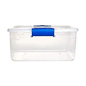 HOMZ Heavy Duty Modular Stackable Storage Tote Containers with Latching Lids, 15.5 Quart Capacity, Clear, 8 Pack
