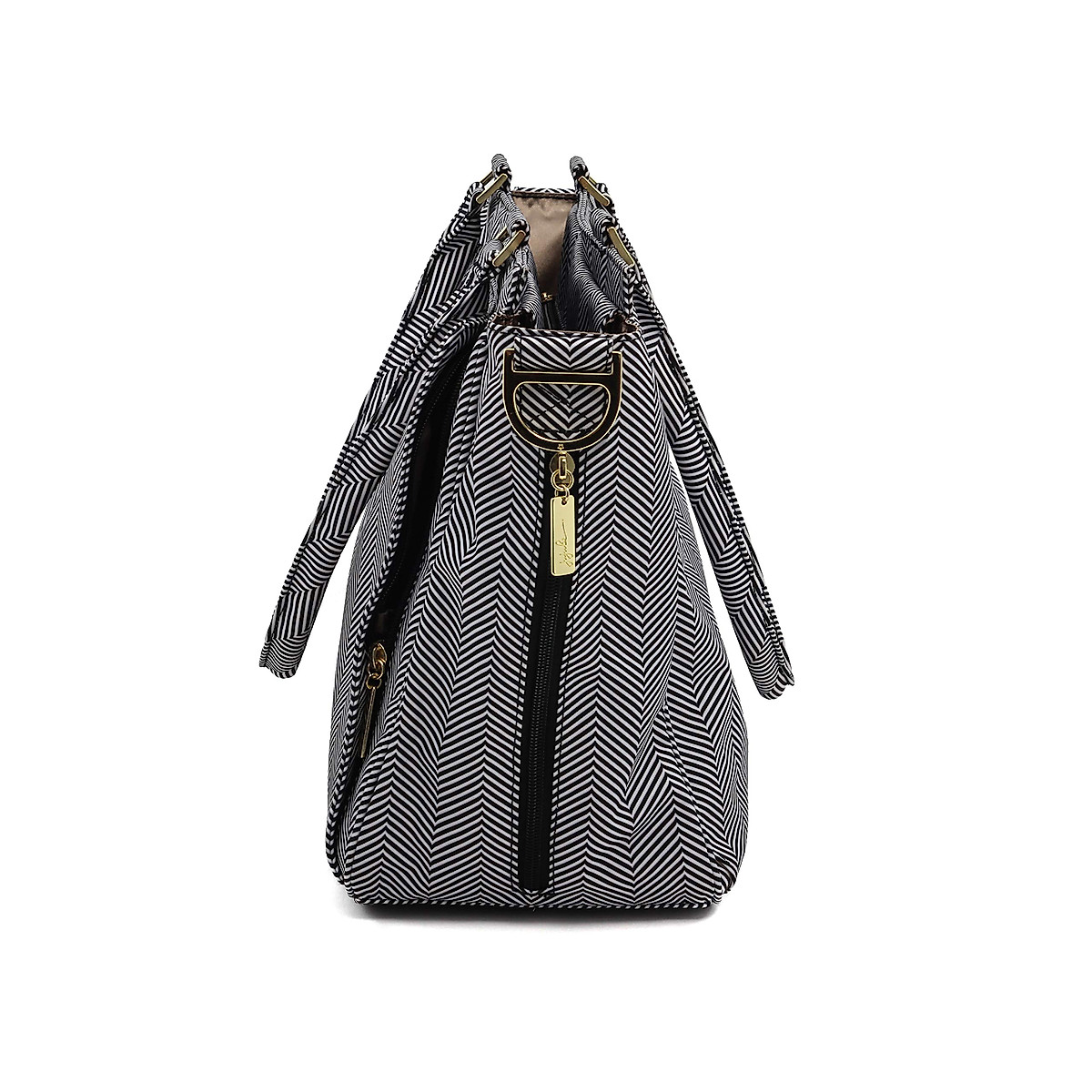 JuJuBe Be Classy Structured Multi-Functional Multi-Functional Diaper Bag/Purse, Legacy Collection - The Queen of the Nile - Black/White Chevron