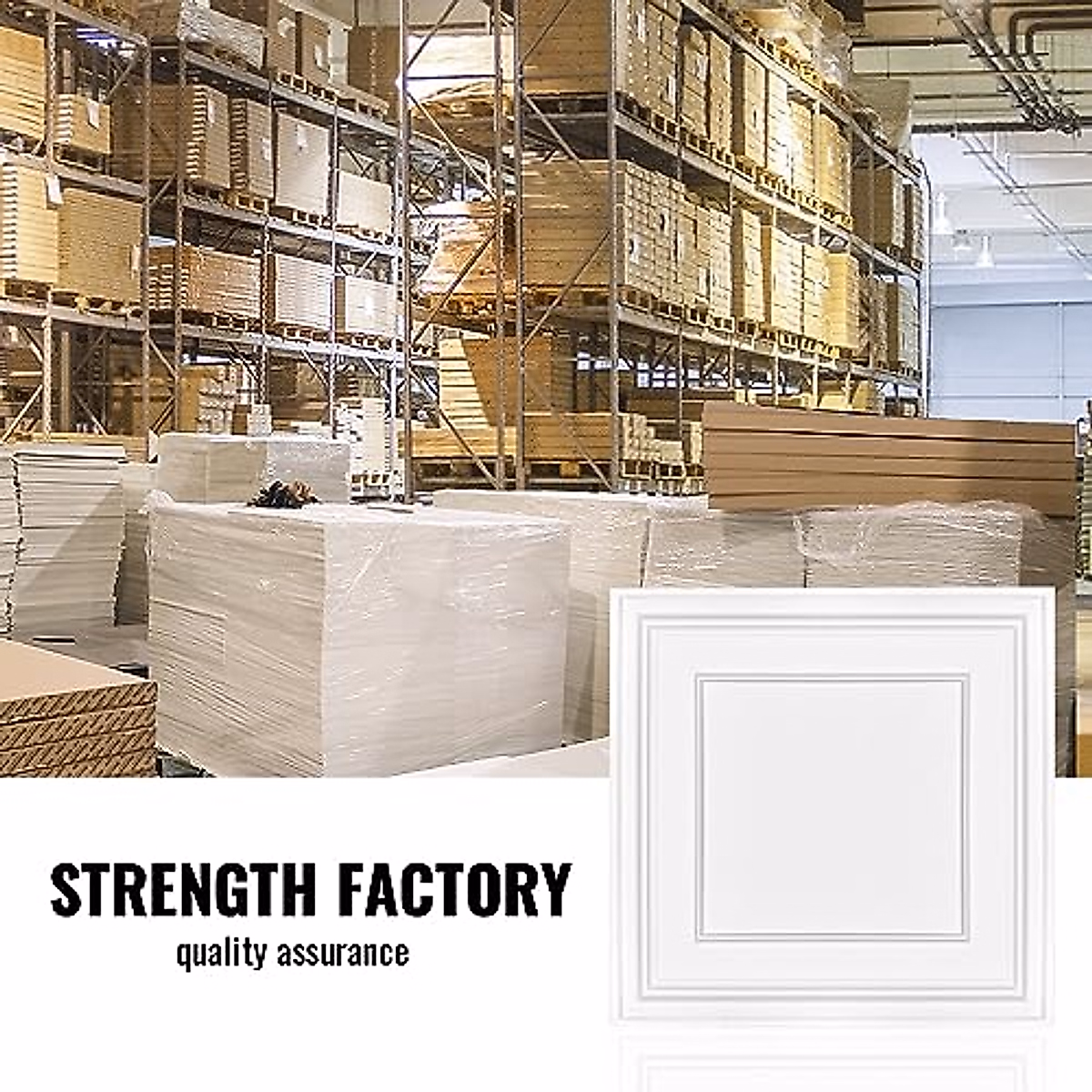 2ft x 2ft Icon Relief Ceiling Tiles - Easy Drop-in Installation – Waterproof, Washable and Fire-Rated - High-Grade PVC to Prevent Breakage Pack of 12, White (2 * 2, Style A)