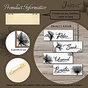 Bathroom Wall decor Elegant bathroom decor wall art,4 pieces bathroom wall art wooden black and white Wall decor for bathroom Rustic hanging bathroom signs decor Farmhouse bathroom wall decorations