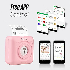 BISOFICE A6 Mini Pocket Printer Wireless BT Thermal Printer Picture Label Memo Receipt Paper Printer + 9 Rolls Color Thermal Paper + 3 Rolls Adhesive Sticker Paper 57 * 30mm