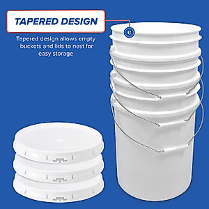 5 Gallon Plastic Bucket with Airtight Lid I Food Grade Bucket | Orange | BPA-Free I Heavy Duty 90 Mil All Purpose Pail Reusable I Made in USA |3 Count