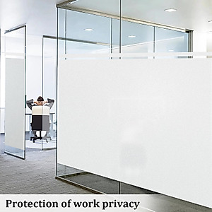 Coavas Window Privacy Film Frosted Window Glass Film Non-Adhesive Removable Bathroom Window Coverings Day and Night Privacy Heat UV Blocking Window Film for Home Office 35.4x78.7