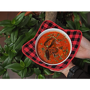 ULVEOL Set of 2 Black Red Microwave Bowl Cloth Hot Pads Pot - Microwave Safe Holder Multipurpose Heat Resistant Plate Holder Polyester Potholder - Protector for Heat Soup, Food, Meals