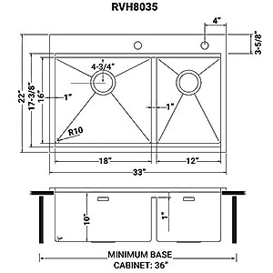 Ruvati 33 x 22 inch Workstation Drop-in 60/40 Double Bowl Topmount Tight Radius 16 Gauge Stainless Steel Ledge Kitchen Sink - RVH8035