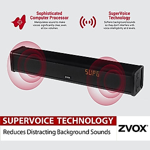 ZVOX AV257 TV Soundbar with AccuVoice 12 Levels of Sound Boost, Dialogue Clarifying Sound Bar with Patented Hearing Technology, Alphanumeric Display, TV Speaker