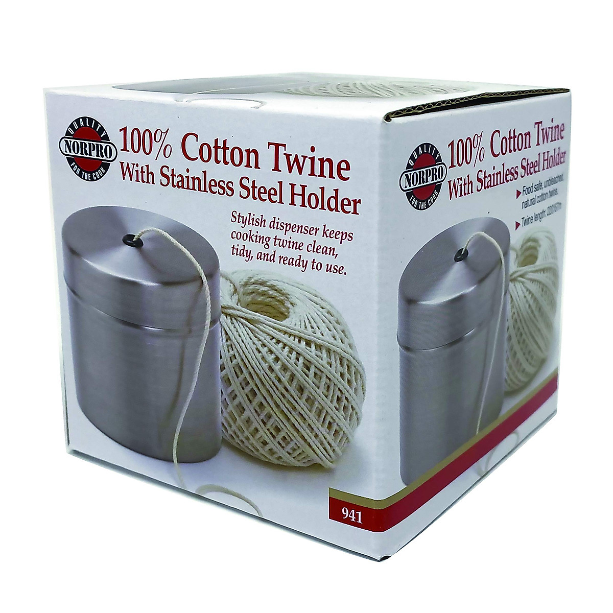 Norpro Stainless Steel Holder with Cotton Cooking Twine, 220 feet