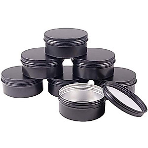 Healthcom 6 oz 12 Packs Black Round Aluminum Tin Cans Screw Top Metal Steel Tins Empty Slip Slide Cosmetic Sample Containers Storage Organization for Salve Crafts Spice Candles
