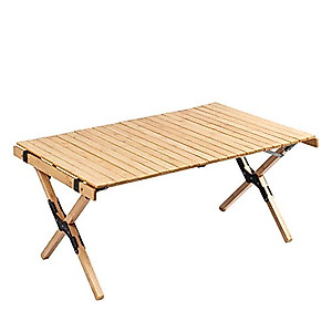THRONKENGER Wood Camping Table Portable Picnic Table Foldable Outdoor Table for Picnic, Camping, Travel, Beach, Mountain, Patio, Garden BBQ