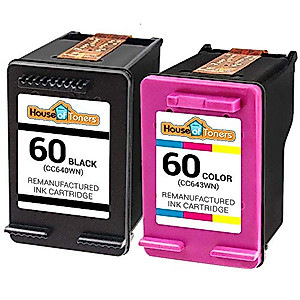 Houseoftoners Remanufactured Ink Cartridge Replacement for HP 60 for HP Deskjet D1660 D2645 D5560 F2400 F4200 F4400 Photosmart C4600 C4680 C4700 (1 Black, 1 Color, 2 Pack)
