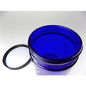 IncisoArt Hand Etched Decorative Jar Permanently Sandblasted (Sand Carved) Glass Handmade Custom Canister Screw-Top Lid (9 Ounce, Cobalt Blue Dragonfly Grass)