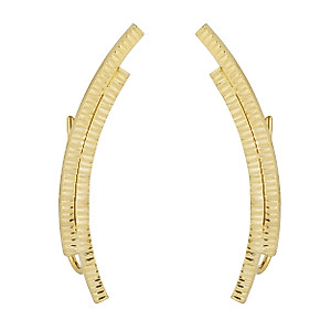 Kooljewelry 14k Yellow Gold Double Curved Bar Climber Earrings