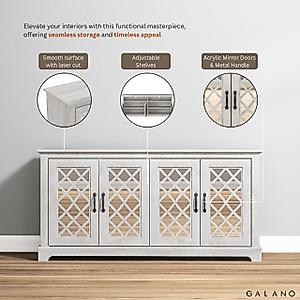 Galano Millicent 65 Inch TV Stand with Storage, Entertainment Center for Living Room, Boho Decor, Cabinet Organizer, 15.7" D x 59.1" W x 29.3" H, Dusty Grey Oak