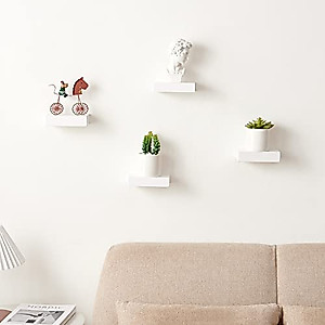 Small Floating Shelves Set of 2, 5.5 Inch Oak Wood Wall Shelf Display Ledges for Mini Decor, Mini Shelf for Bedroom,Living Room and Kitchen,White