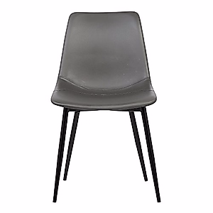 Armen Living Monte Mid Century Modern Dining Accent Chair for Table Kitchen Desk Vanity in Charcoal Gray Faux Leather with Black Metal Legs