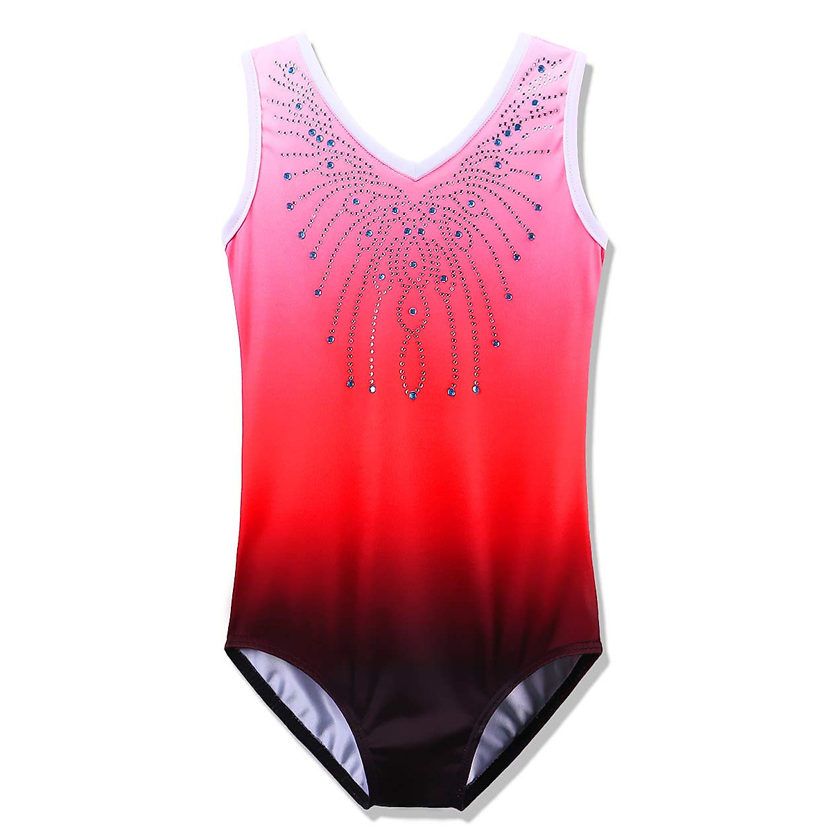 BAOHULU Gymnastics Leotard for Girls Shiny Diamond Ballet Dance One Piece B180_Red_10A