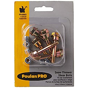 Poulan Pro PP40003 6-Pack Of Snow Thrower Sheer Pins & Bolts