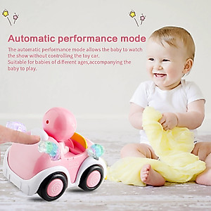 NQD Remote Control Cartoon Car for Toddlers with Music and Lights, 2.4GHz Radio Control RC Race Car, Educational Learning Toys for 3 4 5 6 Years Old Kids(Pink)