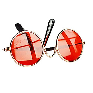 Funny Cat Sunglasses Dog Glasses Metal Retro Circular Glasses Puppy Pet Eyewear for Cosplay Costume Photos Props Pet Accessory Halloween Christmas
