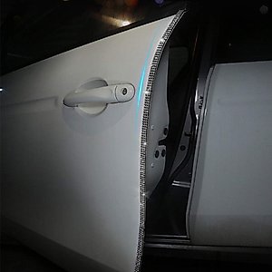 eing Door Edge Anti-Scratch Sticker Door Crash Bumper Crystal Bling Protection Tape Rubber Strip Car Door Protector/ Guard,90cm/35.4" Each One,4Pack/Set,White