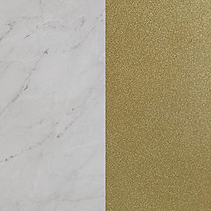 Nathan James Alexis Round Modern Side Accent, End Table with Metal Legs and Faux-Marble Tabletop for Living Bedroom and Nursery Room, 18D x 18W x 22H in, White/Gold