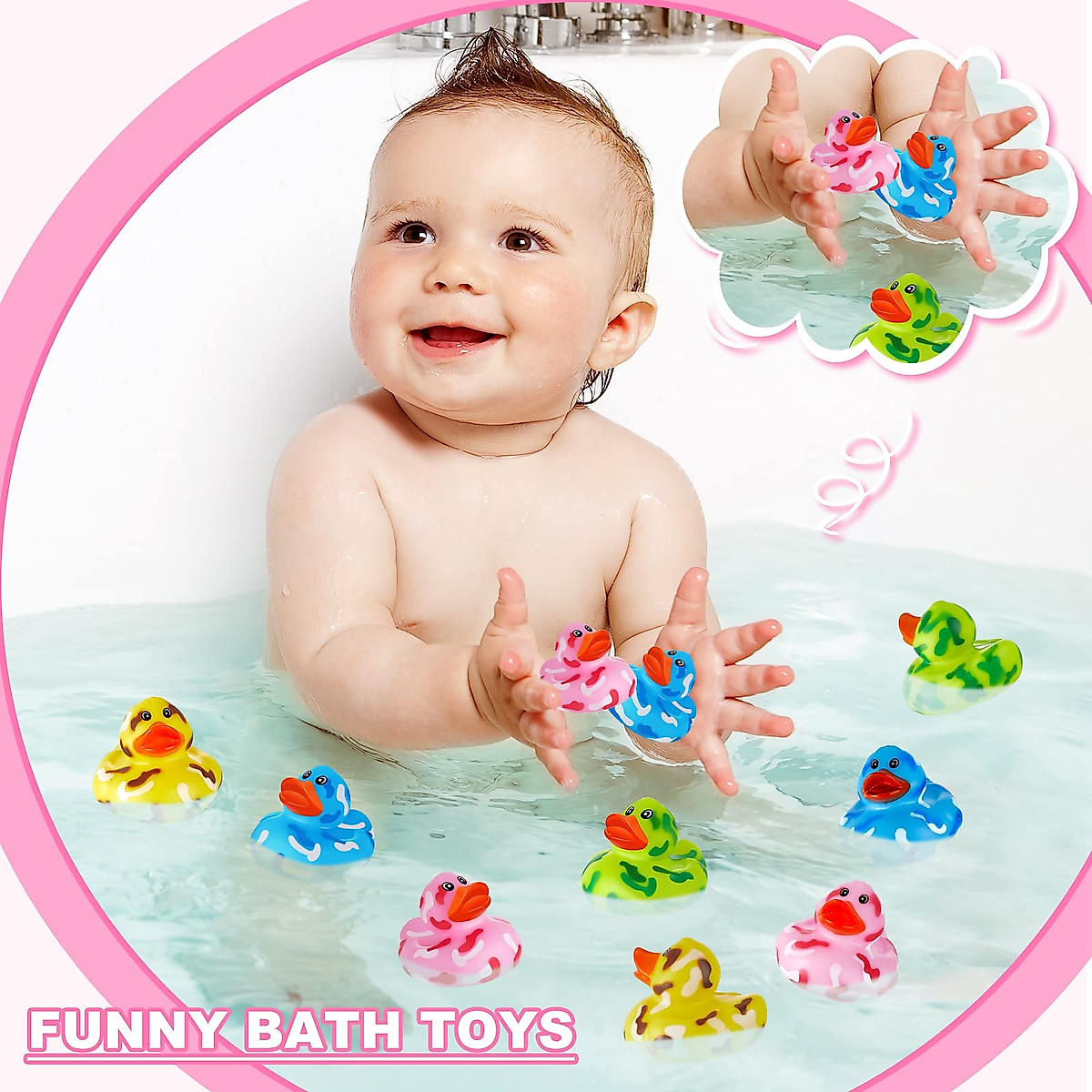 2.5 Inch Camouflage Rubber Duckies for Car Duck Rubber Ducks Car Ducking Camo Duck for Kids Baby Shower, Pool Activity (16 Pack)