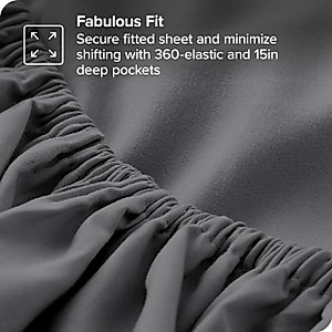 Bare Home Split Head Flex King Sheet Set - 1800 Ultra-Soft Microfiber Bed Sheets - Double Brushed - Deep Pockets - Easy Fit - 4 Piece Set - FlexTop Bedding Sheets (Grey)