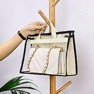 9 pack 3 Sizes Dust Bags for Handbags Storage Organizer Insert Purse Organizer for Closet with Handle and Zipper Clear Purse Storage Bags Space-saving