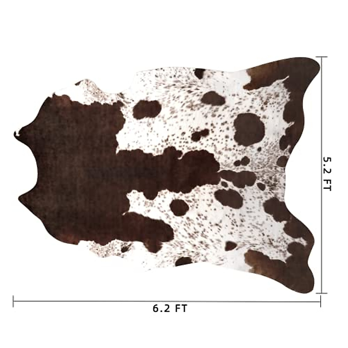 Quenlife Cowhide Rug for Living Room, Soft Cow Print Rug Cute Cow Rug for Bedroom, Cow Hide Rug Faux Animal Rug for Western Home Theme Room Decor, White and Browm, 5.2 x 6.2 ft