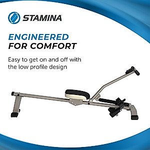 Stamina Inmotion Hydraulic Rower Machine with Smart Workout App - Rowing Machine with Adjustable Resistance for Home Gym Fitness - Up to 250 lbs Weight Capacity