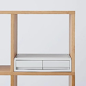 MUJI Polypropylene 2 Drawers Storage Box, A4 Wide, 37cm Width x 26cm Depth x 9cm Height, White/Grey