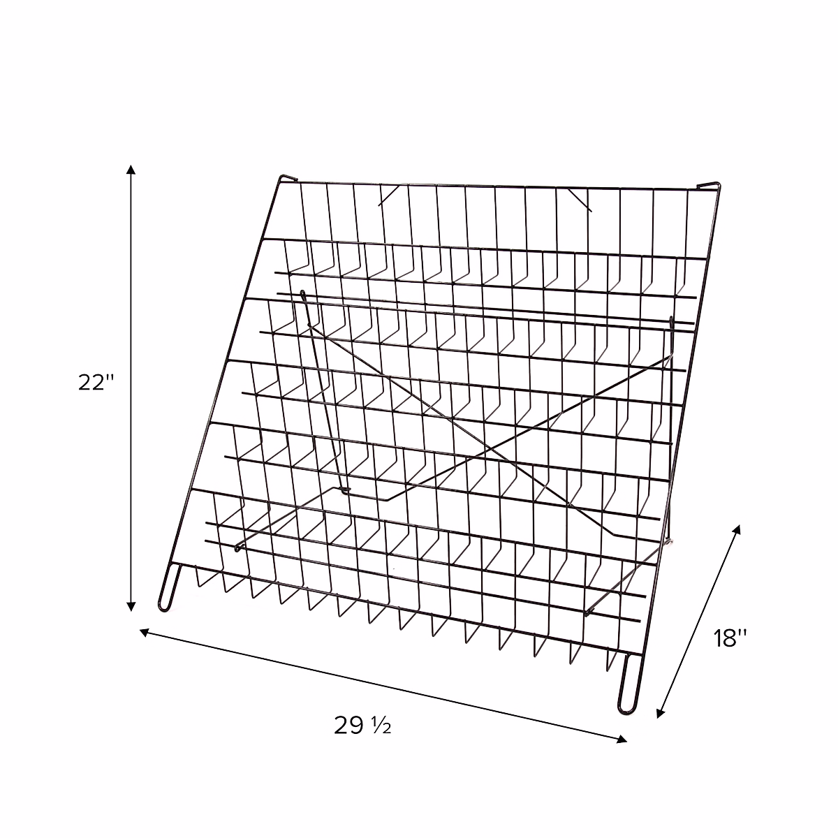 SSWBasics 6-Tier Black Wire Countertop Rack - 22"H x 29½”W x 18"D - Magazine Display Stand - Tabletop Book Display for Comics, Brochures, Cards, and Literature - Sleek, Sturdy, Collapsible Countertop