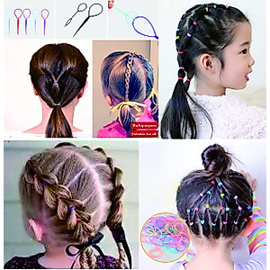 2000 PCS Hair Bands, Color Elastic Rubbers, Mini Ties for Girls' Ponytails, Soft Non-Slip Small Bands with 2 PCS Topsy Tail Tools