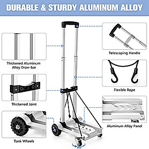 KEDSUM Foldable Aluminum Panel Hand Truck, Portable 270 lbs Lightweight Utility Cart for Travel, Shopping, Office Use