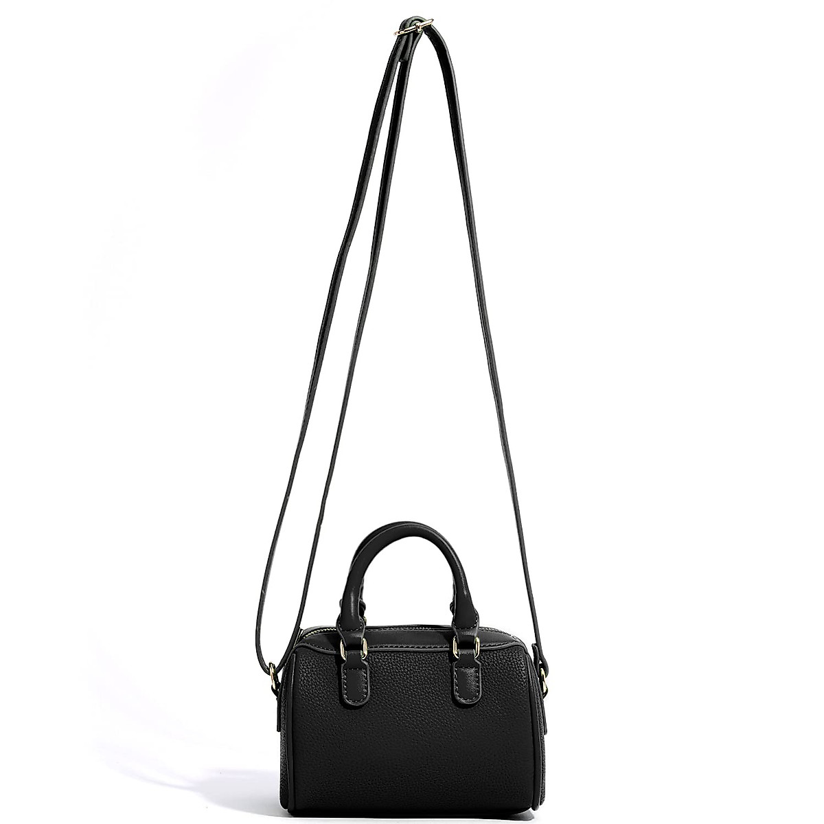 Like Dreams Women's Everyday Fashionable Micro Mini Barrel Vegan Leather Crossbody Handbag (Black)