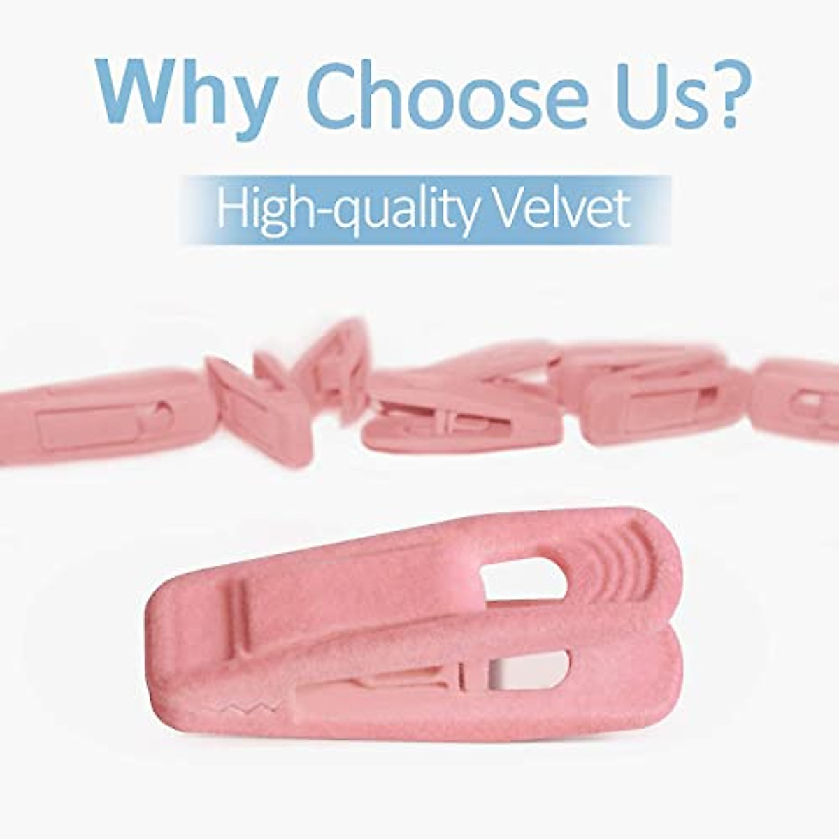TOFIIGREM Brush Pink Velvet Hangers Clips 20 PCS, Premium Velvet Clips for Thin Velvet Hanger, Non Slip Strong Finger Clips Perfect for Suit Skirt Pant Clothes Velvet Hangers