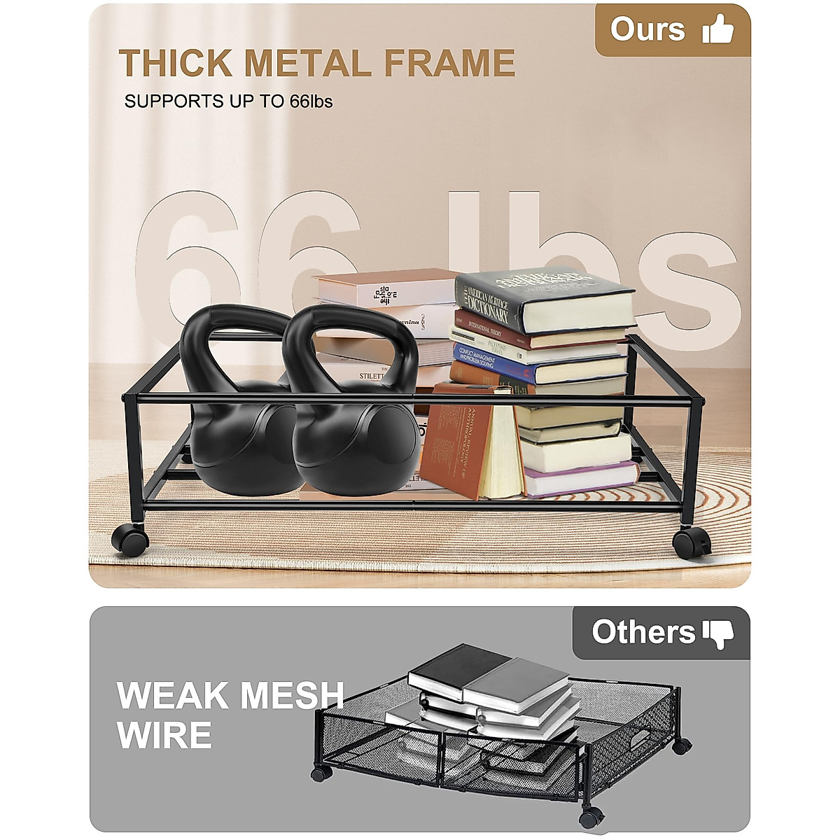 JEPEErbz Under Bed Storage with Wheels 2 Packs, Under Bed Drawers on Wheels, Underbed Storage with Wheels and Lid, Rolling Under Bed Drawers for Clothes, Shoes, Blankets, Toys (Black)